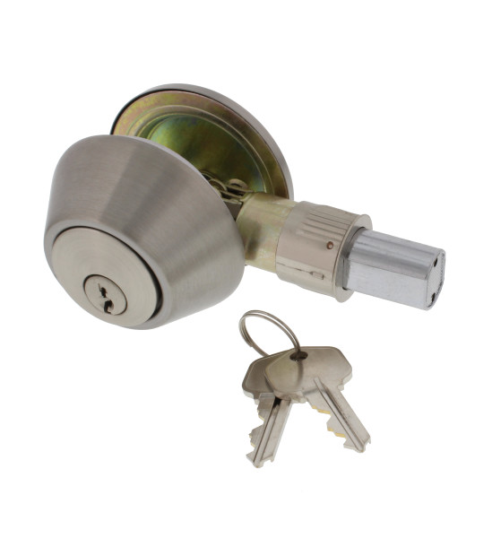 Entry Door Lock, Round Deadbolt, Stainless Steel - Mazer Wholesale, Inc.