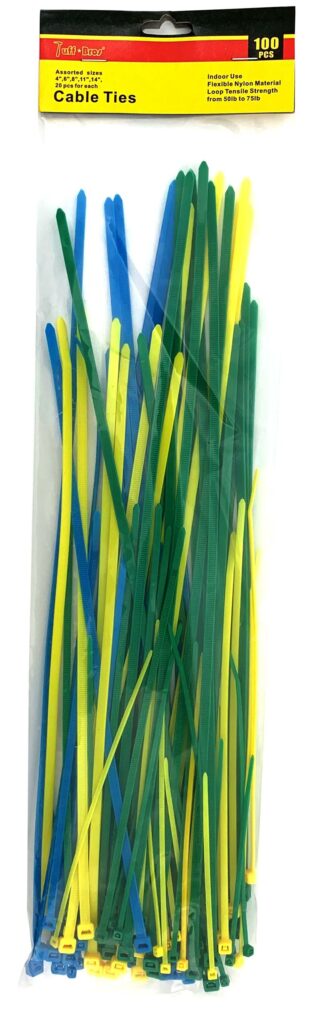 100-Piece Colored Cable Tie Assortment - Wholesale Price