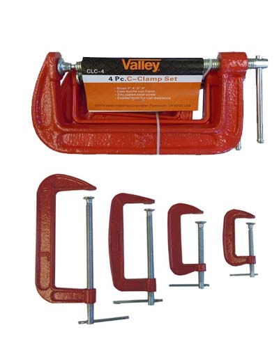 4-Piece C-Clamp Set (3", 4", 6", 8") Red - Wholesale Price